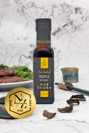 Award winning *GOLD* NZ Black Truffle Soy Sauce. East meets west.